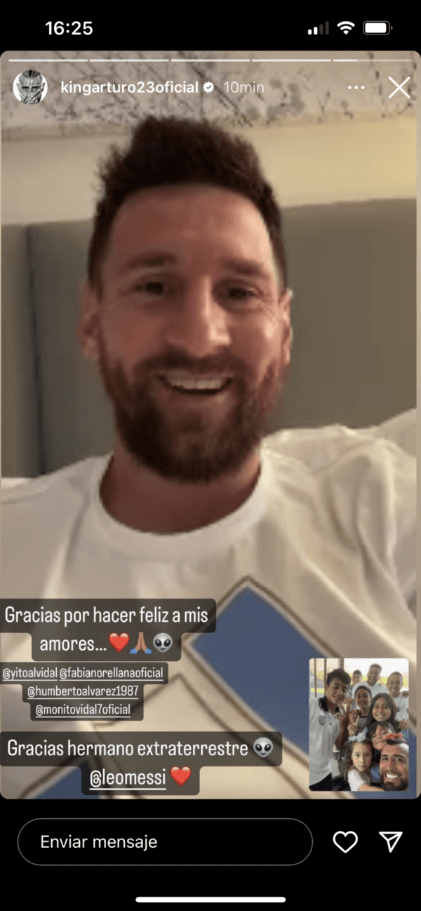 Arturo Vidal, Lionel Messi: sorprende a la familia con llamada